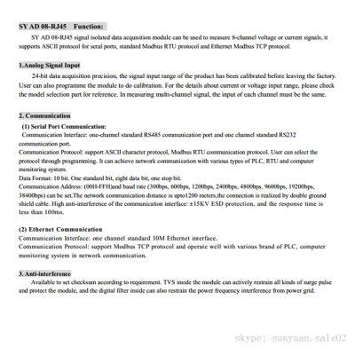 China M Ethernet RJ Interface And Modbus TCP Communication Protocol Analog Signal Data