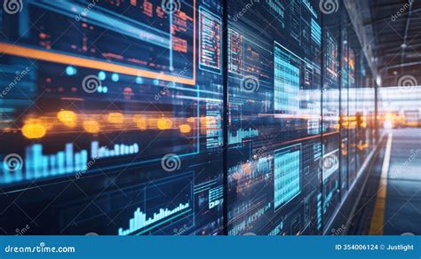 Futuristic Control Room Monitoring Manufacturing Process With Digital