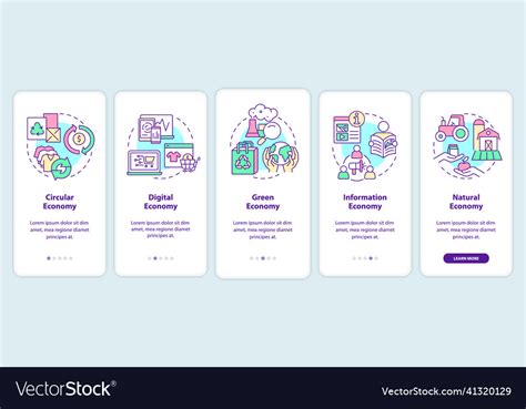 Economy Models Onboarding Mobile App Screen Vector Image