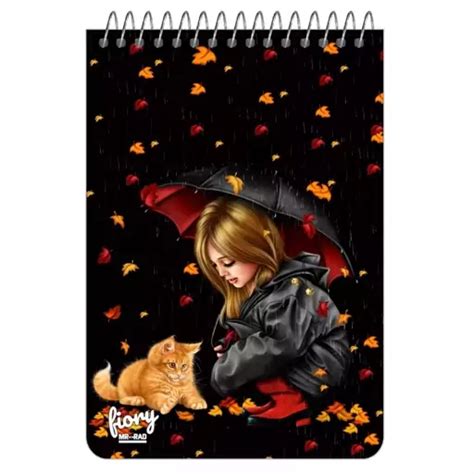 خرید و قیمت دفترچه یادداشت مسترراد طرح دختر پاییز و گربه مدل فانتزی از غرفه تحریر فانتزی ارزان و