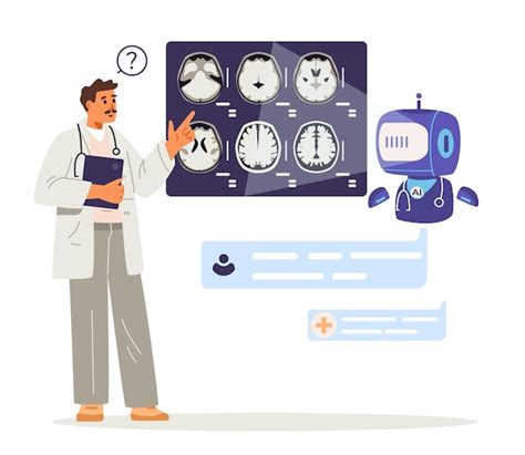 Premium Vector Artificial Intelligence In Medicine Concept Medical Worker Using Ai For Brain