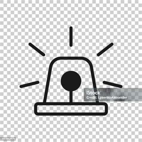 투명 한 스타일의 비상 사이렌 아이콘입니다 고립 된 배경에 경찰 경보 벡터 일러스트 의료 경고 비즈니스 개념입니다 검은색에 대한
