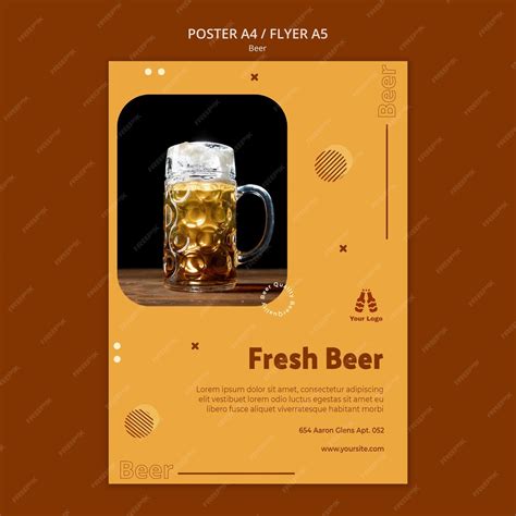 신선한 맥주 포스터 템플릿 무료 Psd 파일