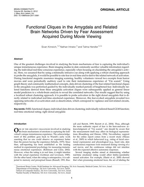 Pdf Functional Cliques In The Amygdala And Related Brain Networks