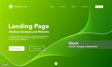 그라데이션 추상 웨이브 배경 방문 페이지 웹 사이트 또는 앱용 템플릿입니다 현대적인 디자인 디지털 주파수 트랙 이퀄라이저 녹색 빛나는 웨이브 라인입니다 곡선 물결 모양의