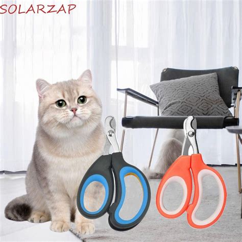 Solarzap แมวเล็บกรรไกร ไม่เป็นสนิมสแตนเลสกรรไกรตัดเล็บสุนัข สุนัขตัดเล็บมืออาชีพพลาสติกสุนัขตัด