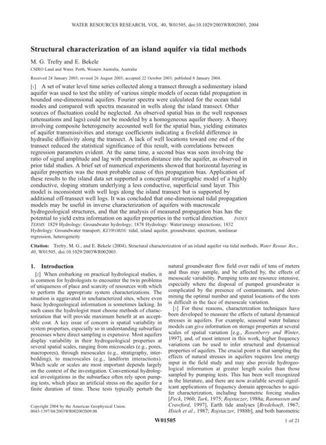 Pdf Structural Characterization Of An Island Aquifer Via Tidal Methods