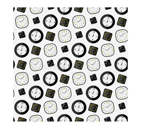 Clock Seamless Pattern On Modern White Background Textile Background Pattern For Fashion