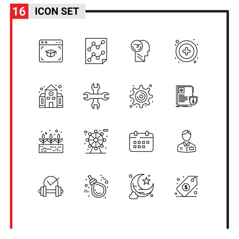 set of 16 vector outlines on grid for school plus report interface human editable vector design