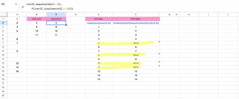 filter how does this sheets formula enumerate gaps in a sequence stack overflow