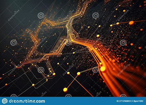 Abstract Lines And Dots Connect Background Illustration Generative Ai Stock Illustration
