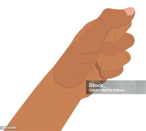 손은 흰색 배경에 고립 된 주먹에 움켜 쥐었다 구부러진 손가락 손은 뭔가를 보유하고 있습니다 디자인에 대한 요소입니다 벡터 일러스트레이션 가리키기에 대한 스톡 벡터 아트 및