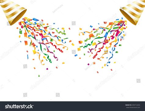 Exploding Party Popper Confetti Streamer On Stock Vector Royalty Free 499714459 Shutterstock