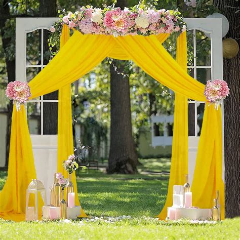 Fuhsy Gold Wedding Arch Draping Fabric 20ft 1 Panel Chiffon