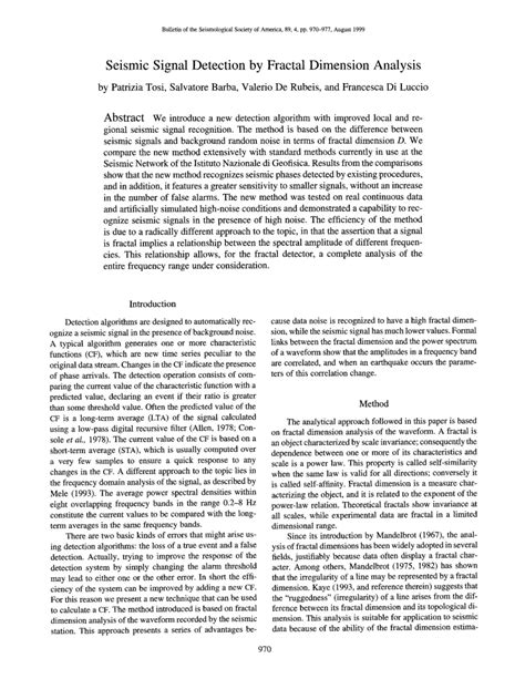 Pdf Seismic Signal Detection By Fractal Dimension Analysis