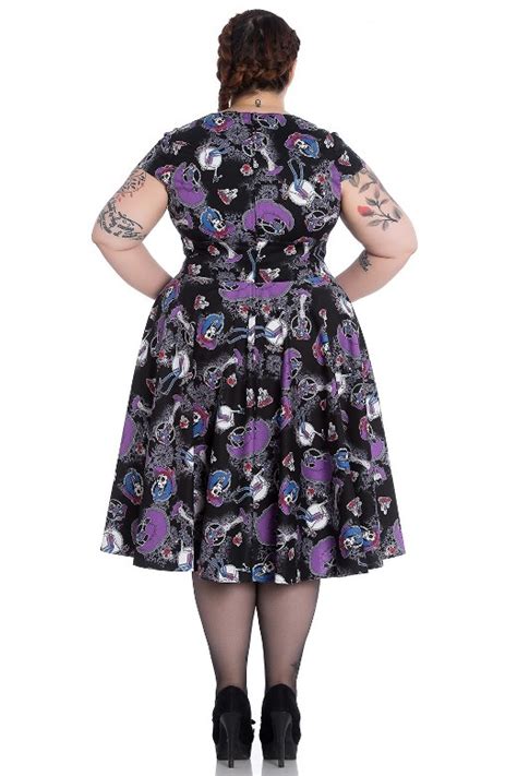 Hell Bunny Plus Size Gothic Purple And Black Skeleton Graciela 50s Dress