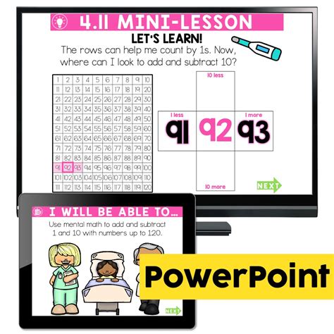 Lucky To Learn Math 1st Grade Lesson 411 Add And Subtract 1 And 10 Teaching Slides