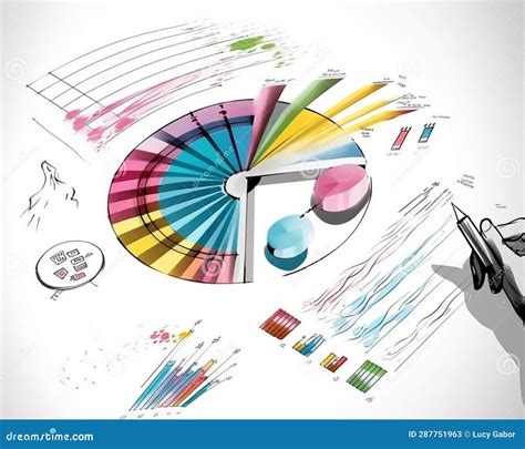 Data Visualization Charts Diagrams Vibrantly Illustration With White Background Stock