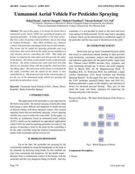 Pdf Unmanned Aerial Vehicle For Pesticides Spraying