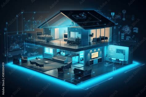 Abstract Visualization Of Smart Home Zoning And Online Control Future Housing Concept AI