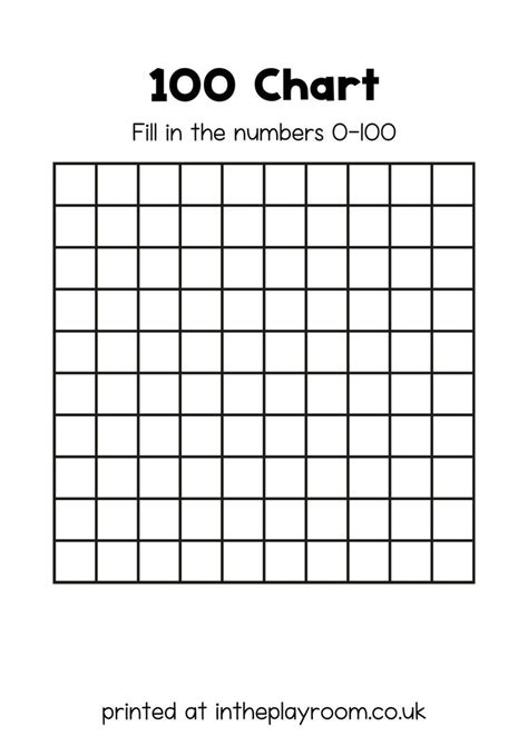 Free Printable Blank 100 Chart Worksheets
