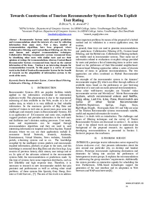 Doc Towards Construction Of Tourism Recommender System Based On