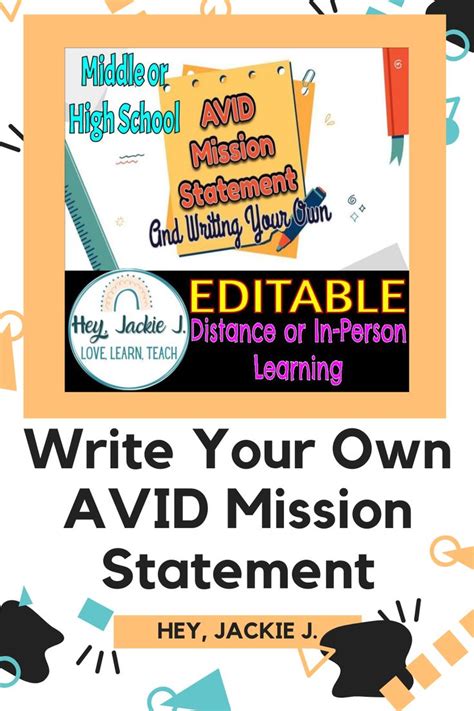AVID Personal Mission Statement Write Your Own Middle High School