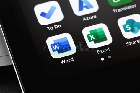 Microsoft Services Microsoft Word Excel Sharepoint Mobile Apps On The Screen Smartphone