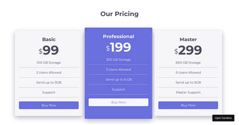 Pricing Table Css Html Codesandbox