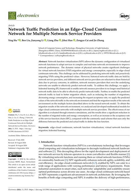 Pdf Network Traffic Prediction In An Edgecloud Continuum Network For Multiple Network Service