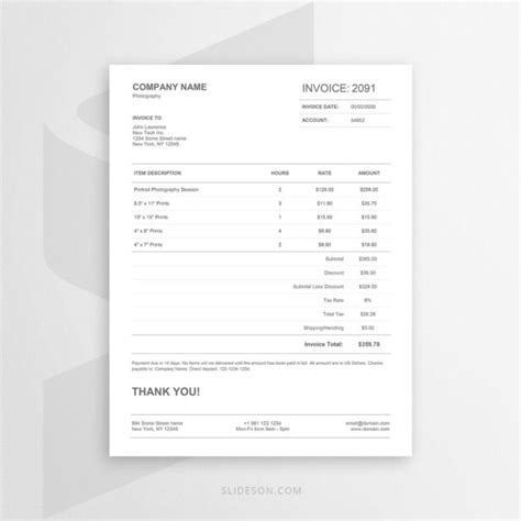 Free Calculating Excel Invoice Template Slideson
