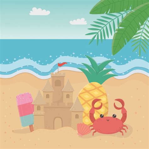 여름 휴가 일러스트 디자인 프리미엄 벡터