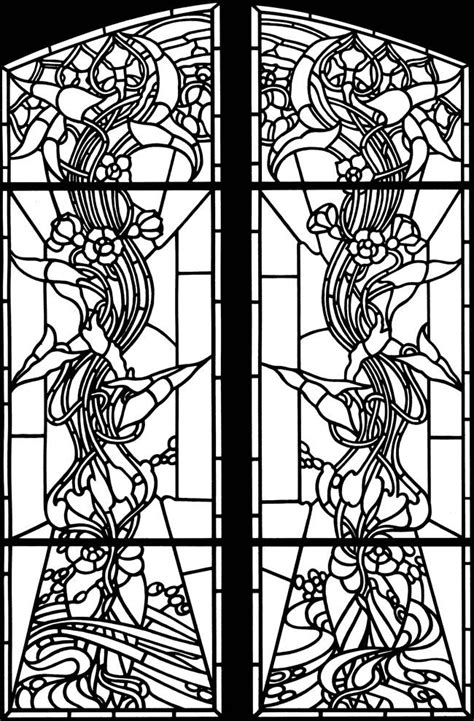 Art Nouveau Windows Stained Glass Coloring Book Window Stained Dover