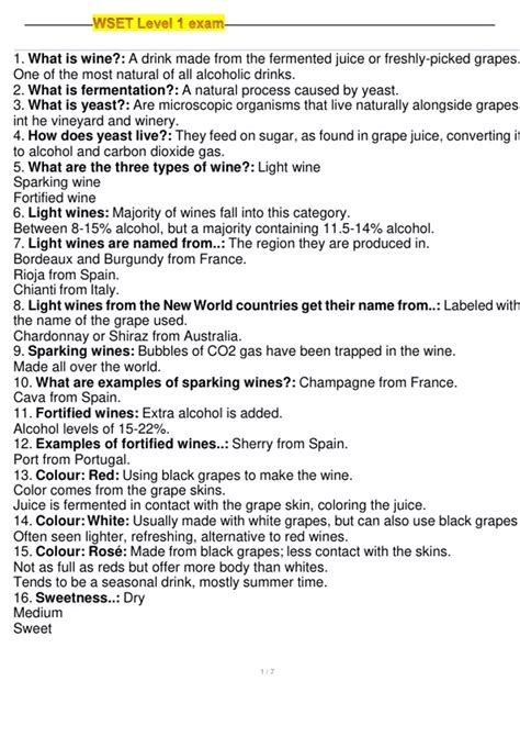 Wset Level 1 Exam 1 What Is Wine A Drink Made From The Fermented