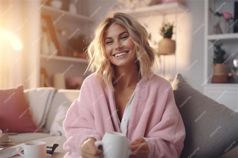 Premium Ai Image Lazy Teenage Girl Spending Day Relaxing On Couch Watching Doramas And