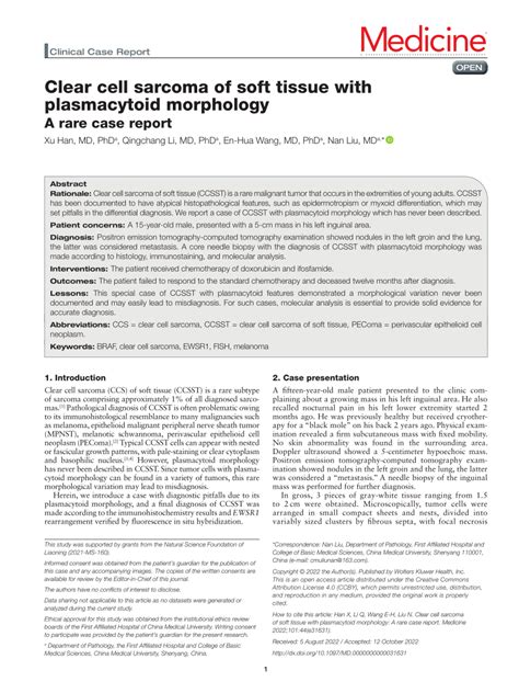 Pdf Clear Cell Sarcoma Of Soft Tissue With Plasmacytoid Morphology A Rare Case Report