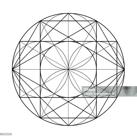 원형 정사각형 및 직사각형 그래프 무서운 기하학 벡터 디자인 요소 이 종교 철학 및 영성의 상징입니다 복잡한 삽화가 있는 기하학의 세계 20면체에 대한 스톡 벡터 아트 및