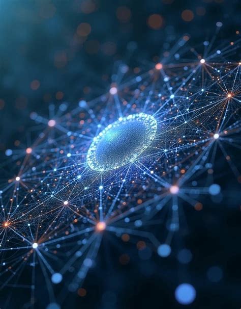 A Digital Artwork Showcasing A Network Structure With Interconnected Nodes And Lines Forming A