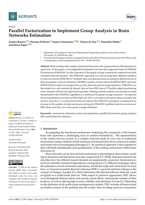 Pdf Parallel Factorization To Implement Group Analysis In Brain