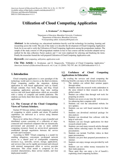 Pdf Utilization Of Cloud Computing Application