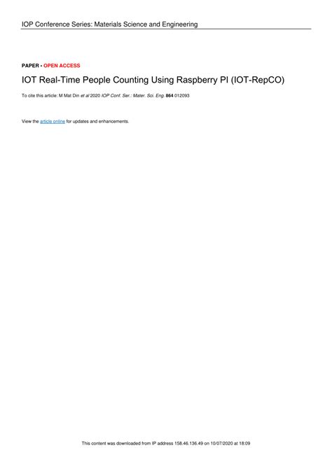 Pdf Iot Real Time People Counting Using Raspberry Pi Iot Repco