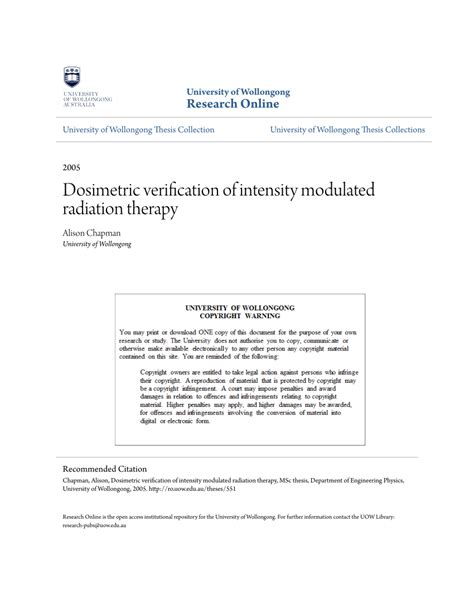 Pdf Dosimetric Verification Of Intensity Modulated Radiation Therapy