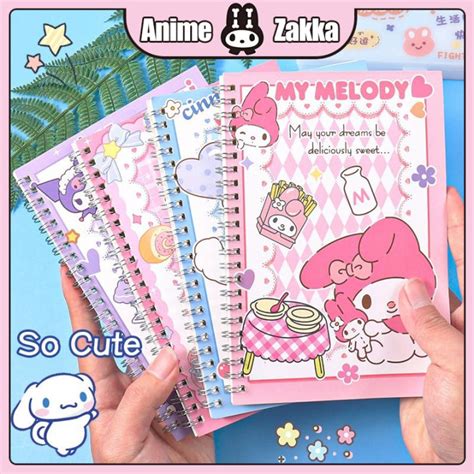 Sanrio Original 60 Pages A5 Cartoon Coil Notebook Cute My Melody Kuromi Cinnamoroll Notebook