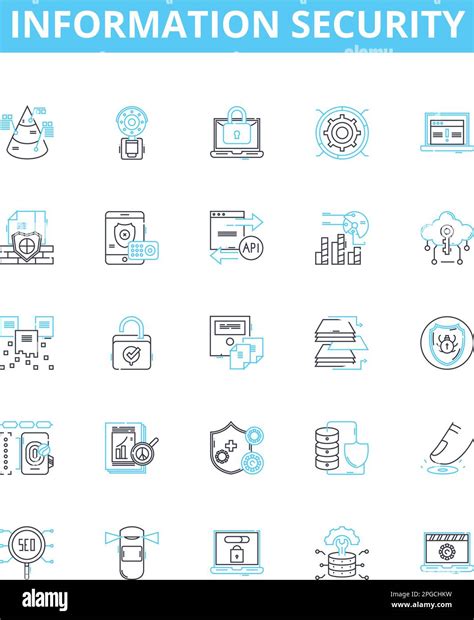 Information Security Vector Line Icons Set Data Privacy Encryption Cyber Network Firewall