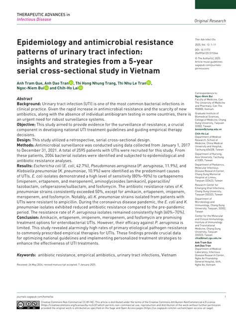 Pdf Epidemiology And Antimicrobial Resistance Patterns Of Urinary Tract Infection Insights