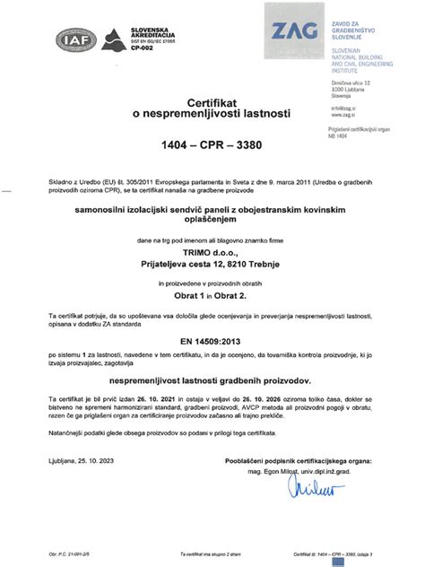 Certificate Of Constancy Of Performance For Trimotem And Qbiss Product Families Si Pdf