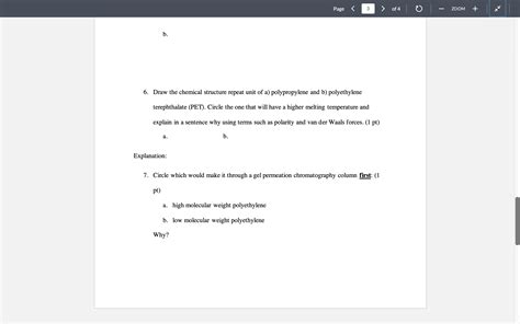 Solved 6 Draw The Chemical Structure Repeat Unit Of A