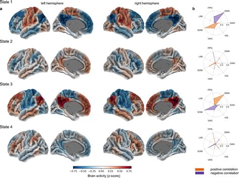 Brain States Correlation With Large Scale Brain Networks A Each State