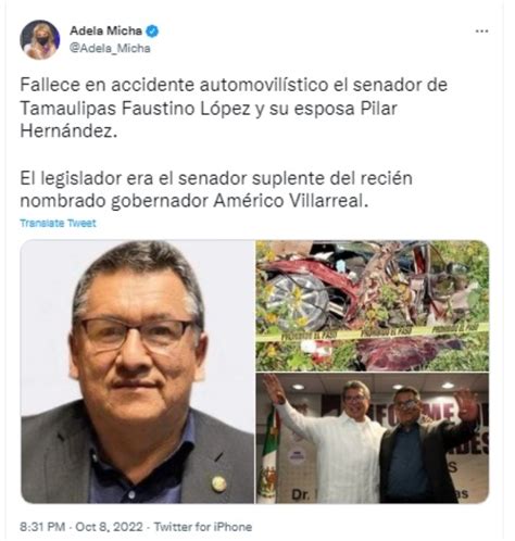 Muere Senador Faustino López Fuerte Accidente Mata A Su Esposa