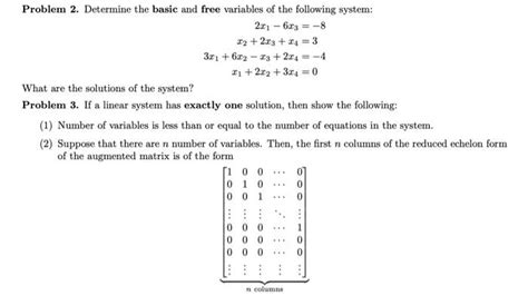 Solved Problem Determine The Basic And Free Variables Of Chegg